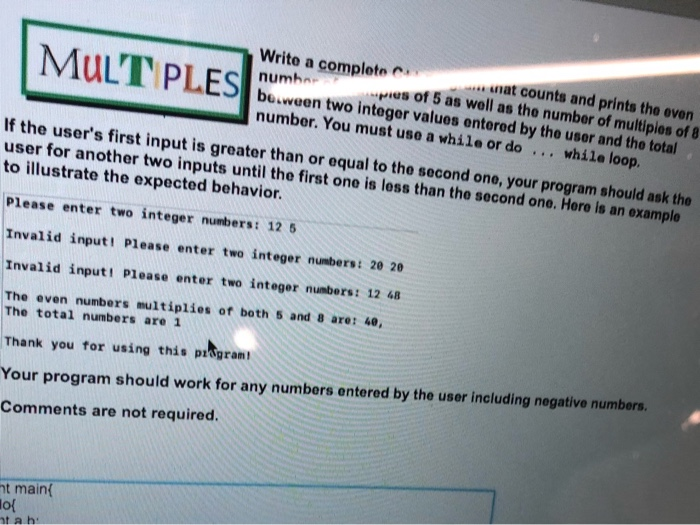 Solved MULT PLES number Writo a complete nat counts and | Chegg.com