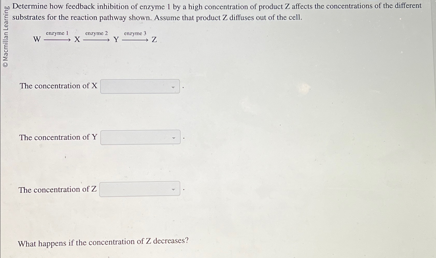 Solved Determine how feedback inhibition of enzyme 1 ﻿by a | Chegg.com