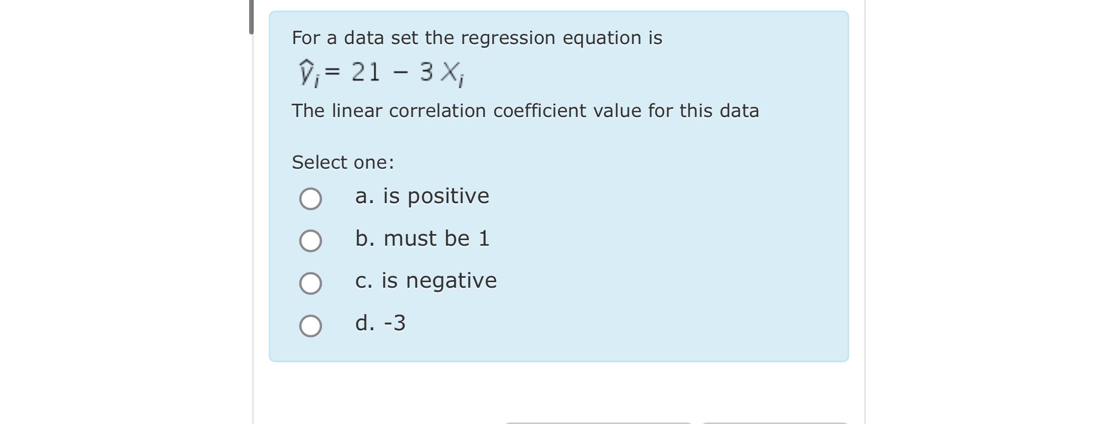 Solved For a data set the regression equation | Chegg.com