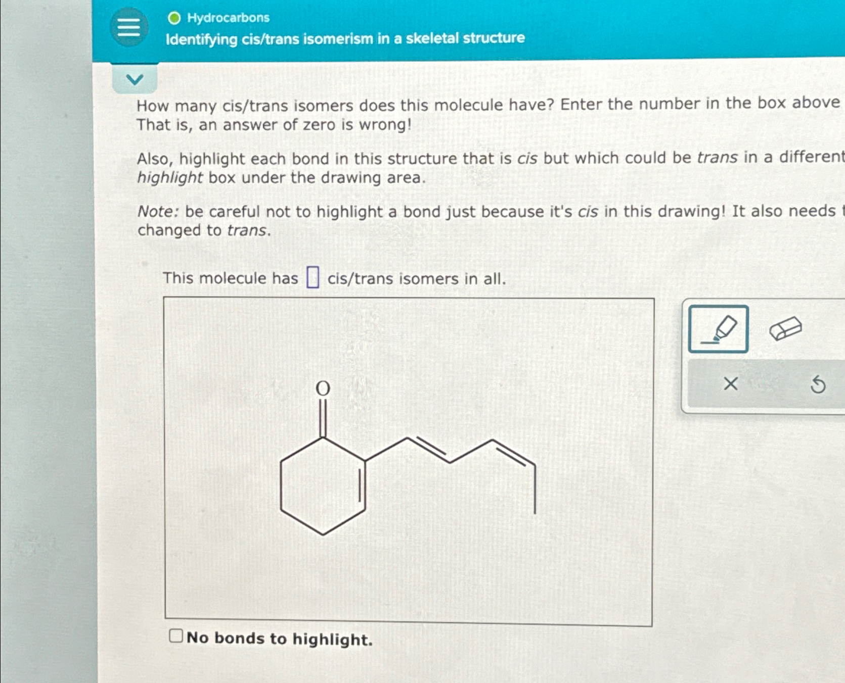 Solved HydrocarbonsIdentifying cis/trans isomerism in a | Chegg.com