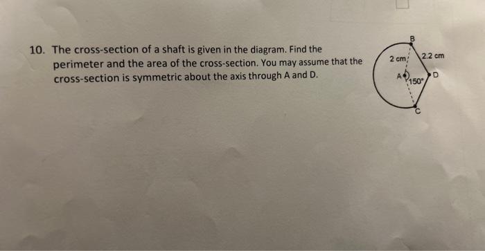 Solved The cross-section of a shaft is given in the diagram. | Chegg.com