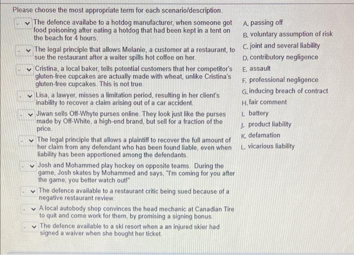 Solved Please choose the most appropriate term for each | Chegg.com