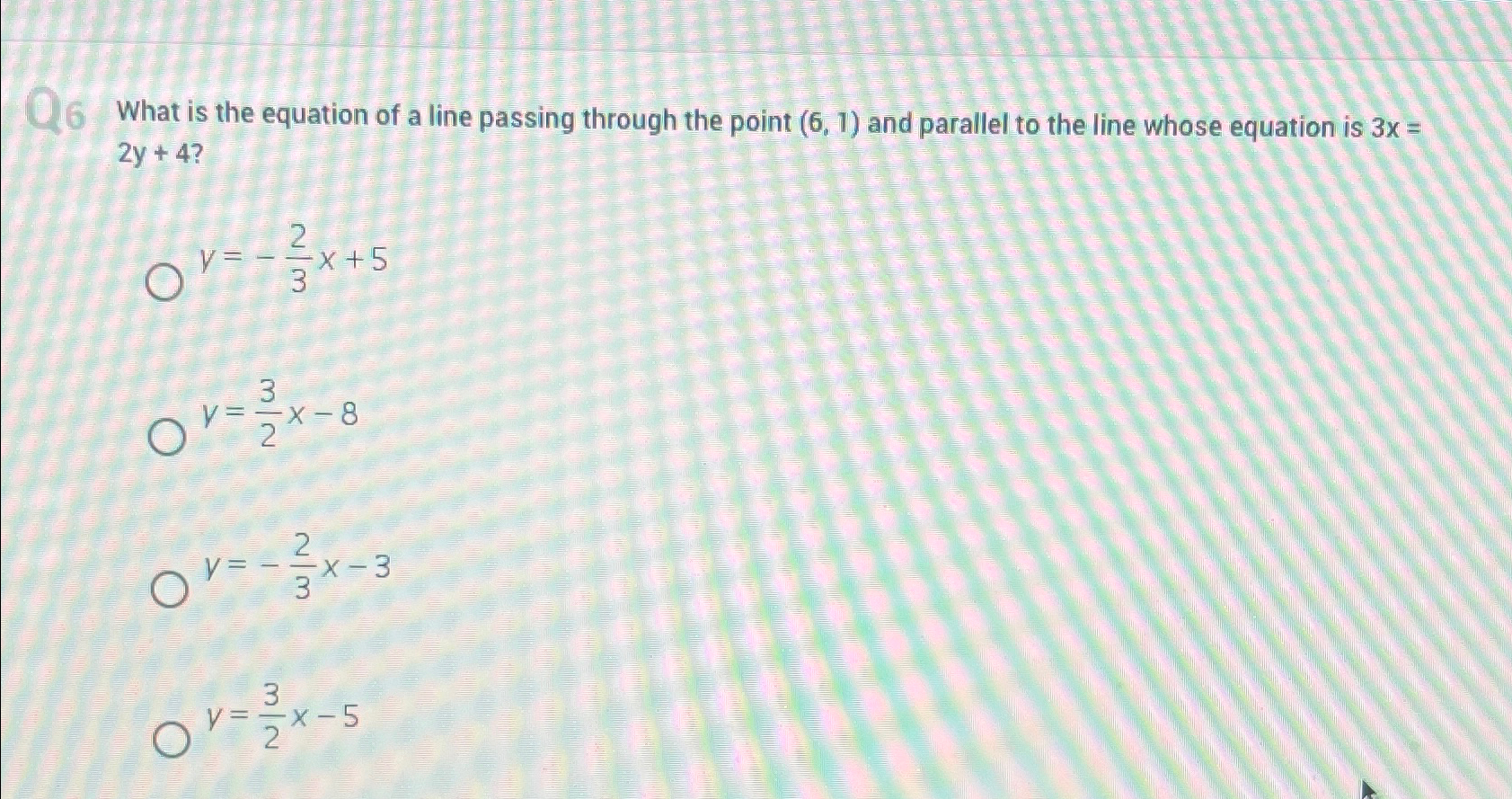 Solved 5 ﻿What is the equation of a line passing through the | Chegg.com