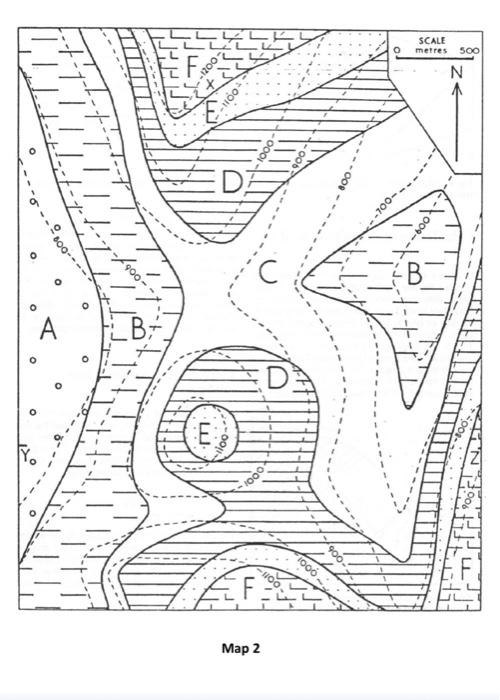Solved Map 2 - Draw structure contours. - Determine the | Chegg.com