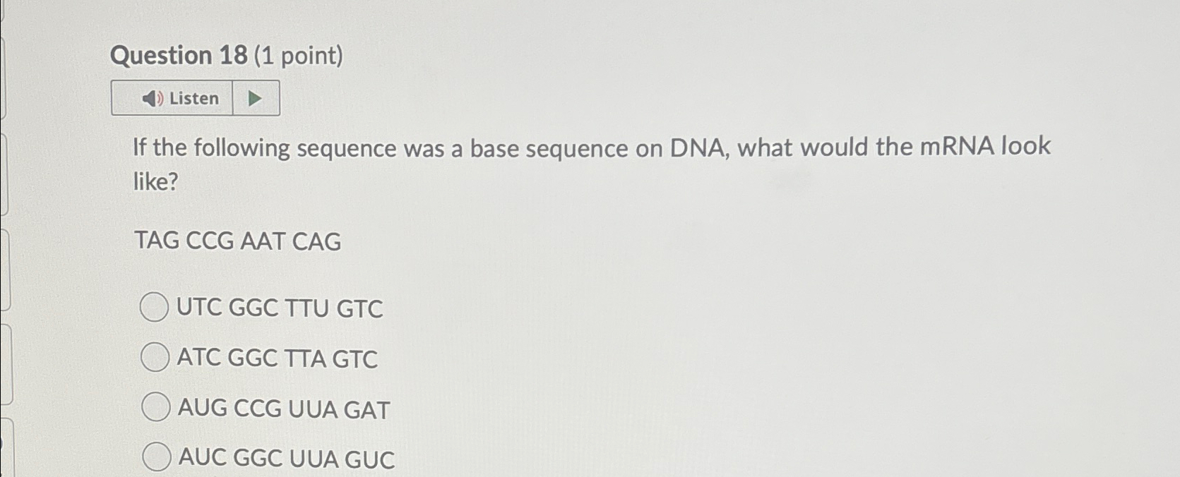 Solved Question 18 (1 ﻿point)ListenIf the following sequence | Chegg.com