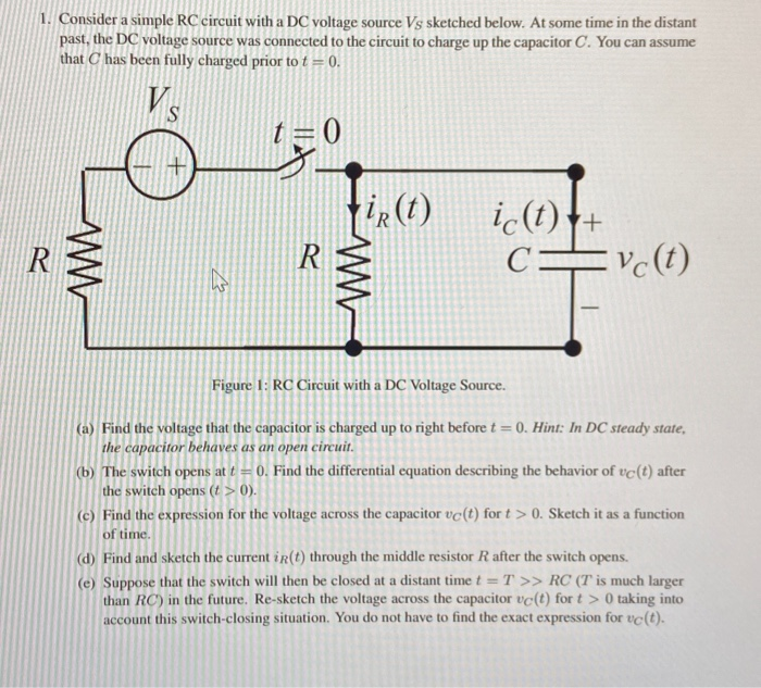 Solved 1. Consider a simple RC circuit with a DC voltage | Chegg.com