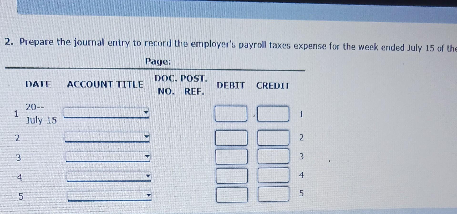 Solved Calculation and Journal Entry for Employer Payroll | Chegg.com