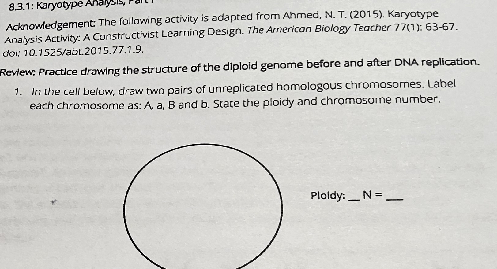 Solved Acknowledgement: The following activity is adapted | Chegg.com