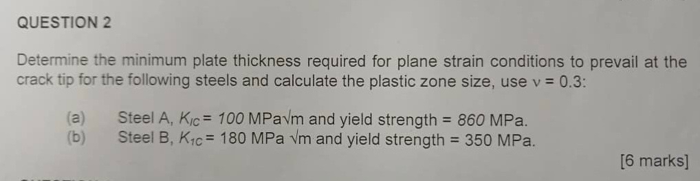 Solved QUESTION 2Determine the minimum plate thickness | Chegg.com