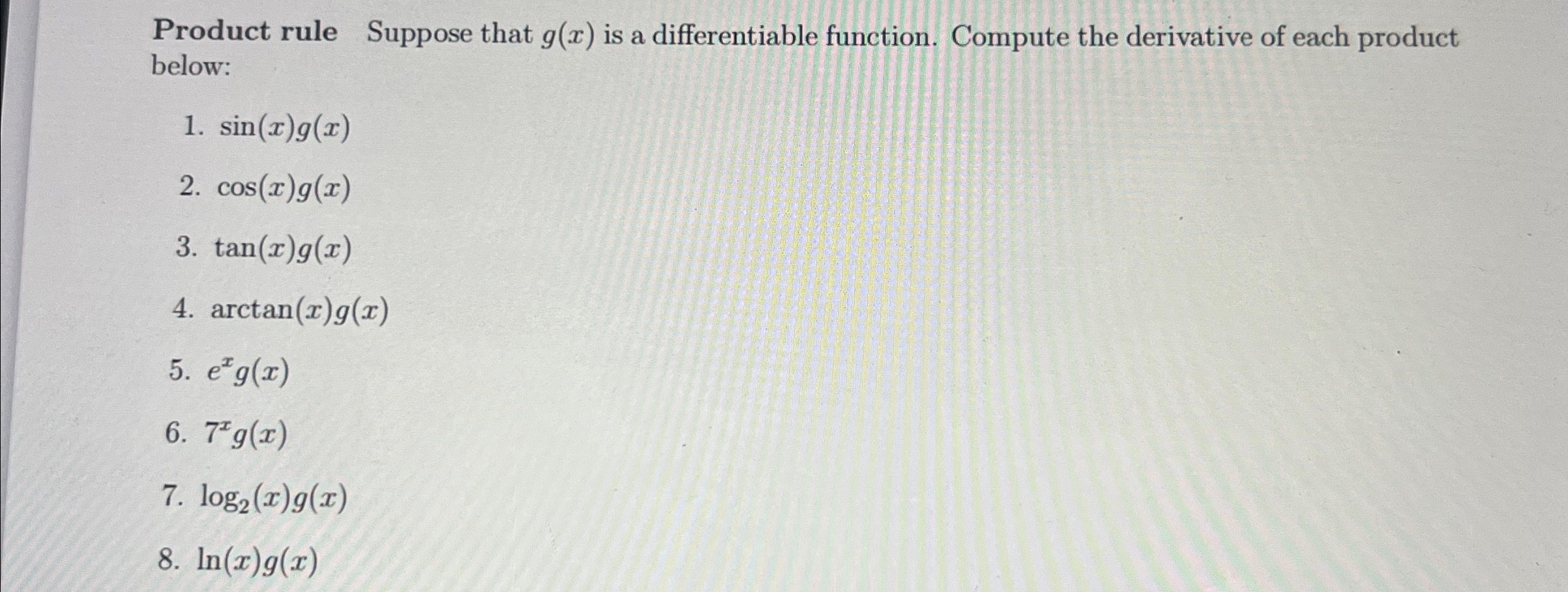 Solved Product rule Suppose that g(x) ﻿is a differentiable | Chegg.com