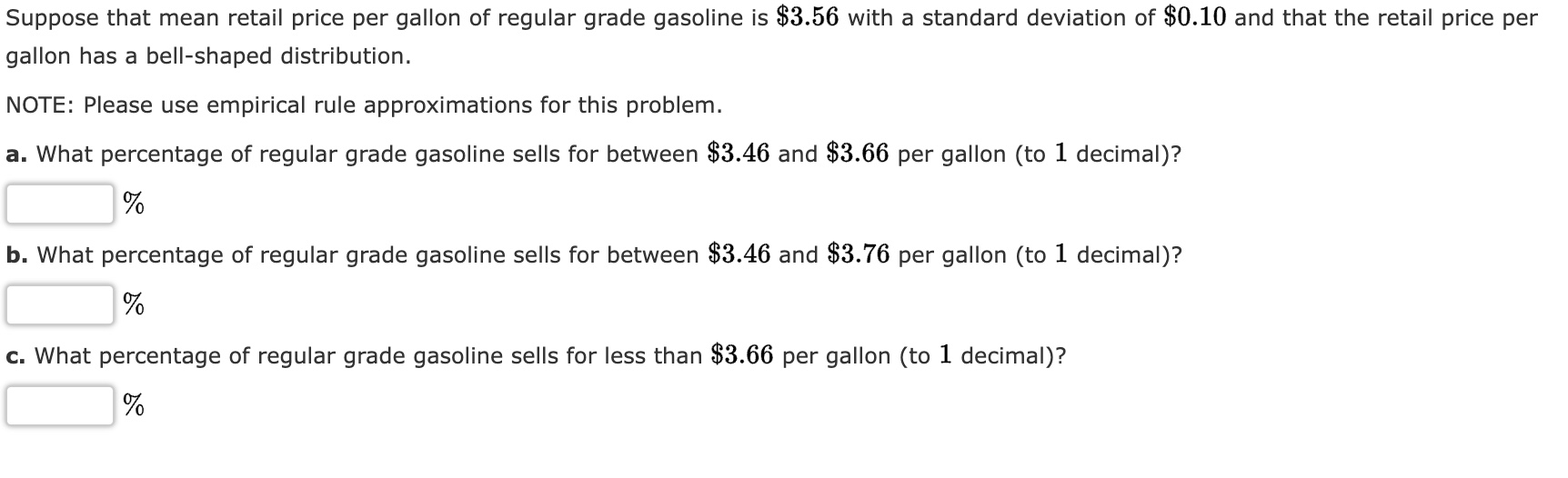 Solved Suppose that mean retail price per gallon of regular | Chegg.com
