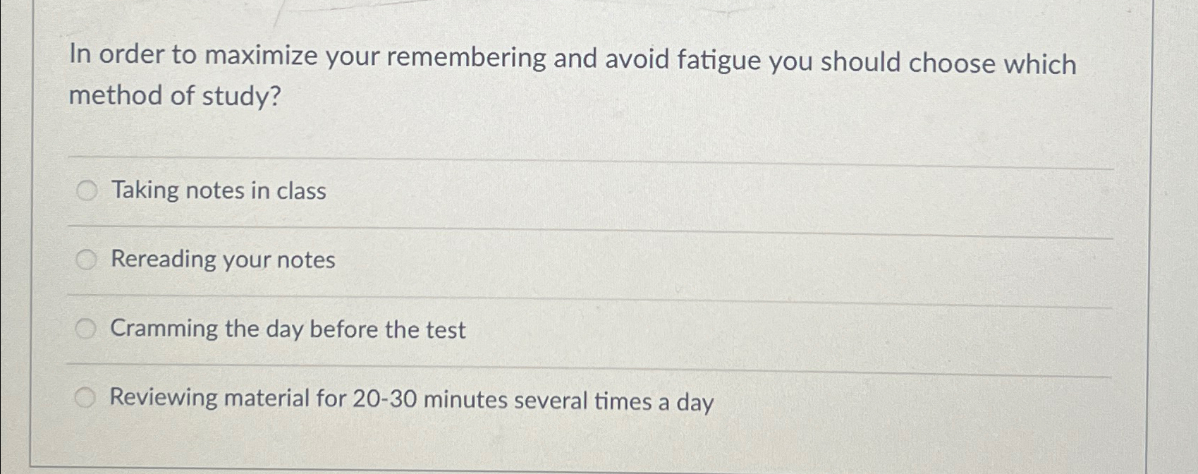Solved In order to maximize your remembering and avoid | Chegg.com