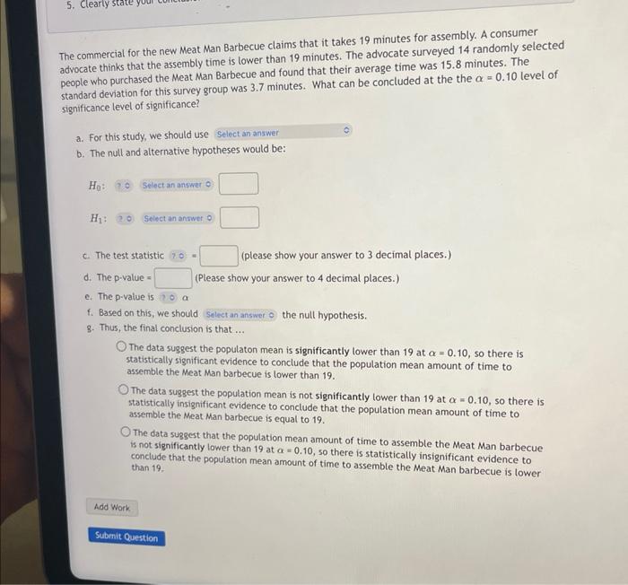 Solved The commercial for the new Meat Man Barbecue claims | Chegg.com