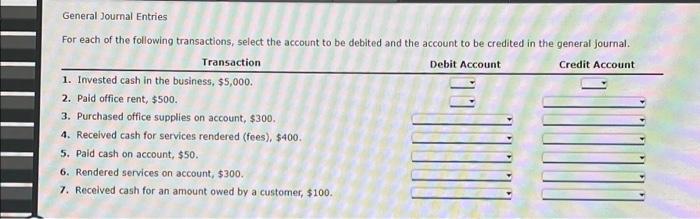 Solved General Journal Entries For each of the following | Chegg.com