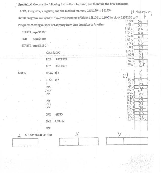 Solved Problem 4. Execute the following instructions by | Chegg.com