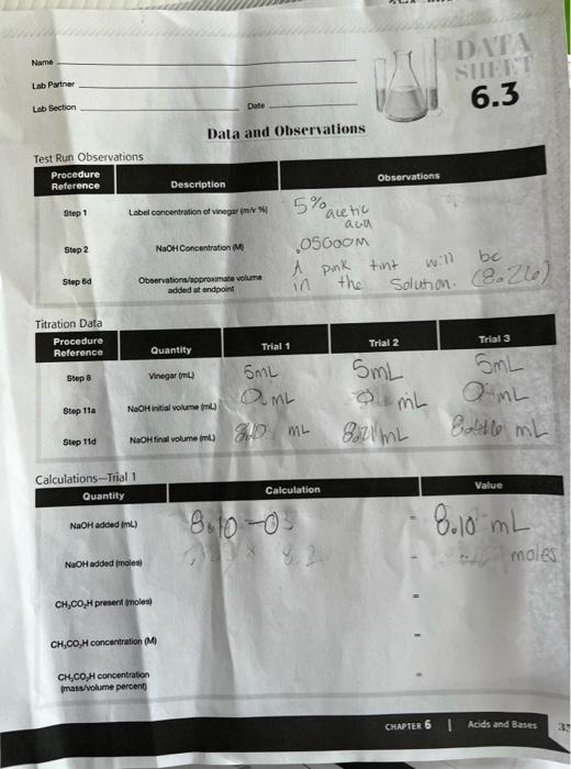 Solved Name DATA SHEET 6.3 Lab Partner Lab Section Date | Chegg.com
