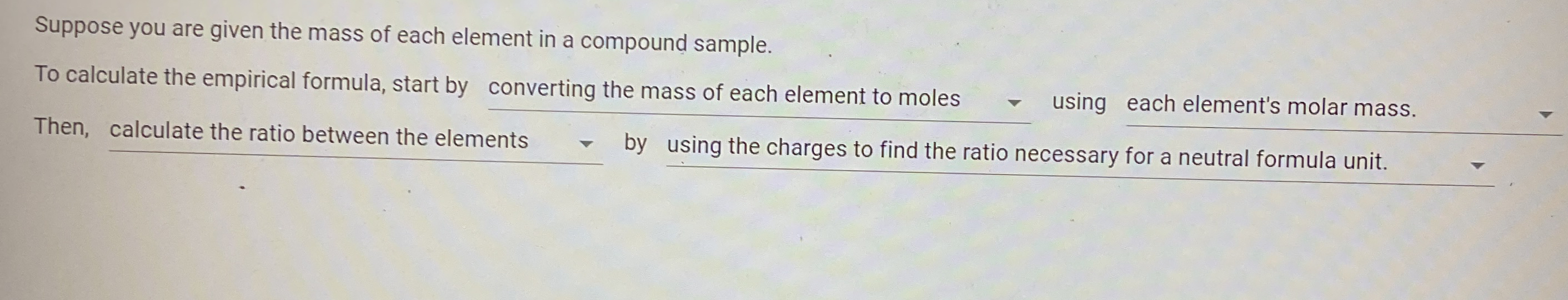 Suppose you are given the mass of each element in a | Chegg.com