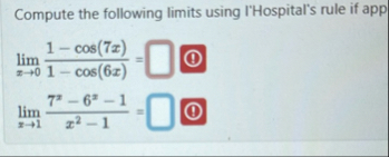 Solved Compute the following limits using l'Hospital's rule | Chegg.com