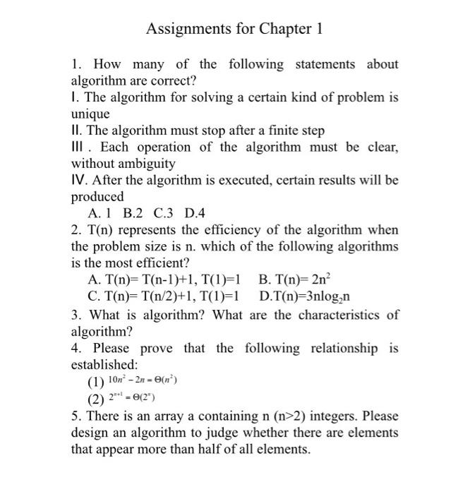 Solved Assignments For Chapter 1 1 How Many Of The
