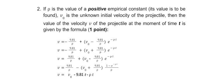 Solved 2. If p is the value of a positive empirical constant | Chegg.com