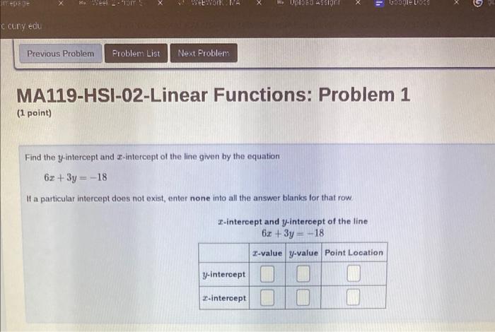 Solved MA119-HSl-02-Linear Functions: Problem 1 (1point) | Chegg.com