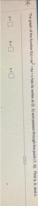 Solved The graph of the function f(x)=ax2+bx+c has its | Chegg.com