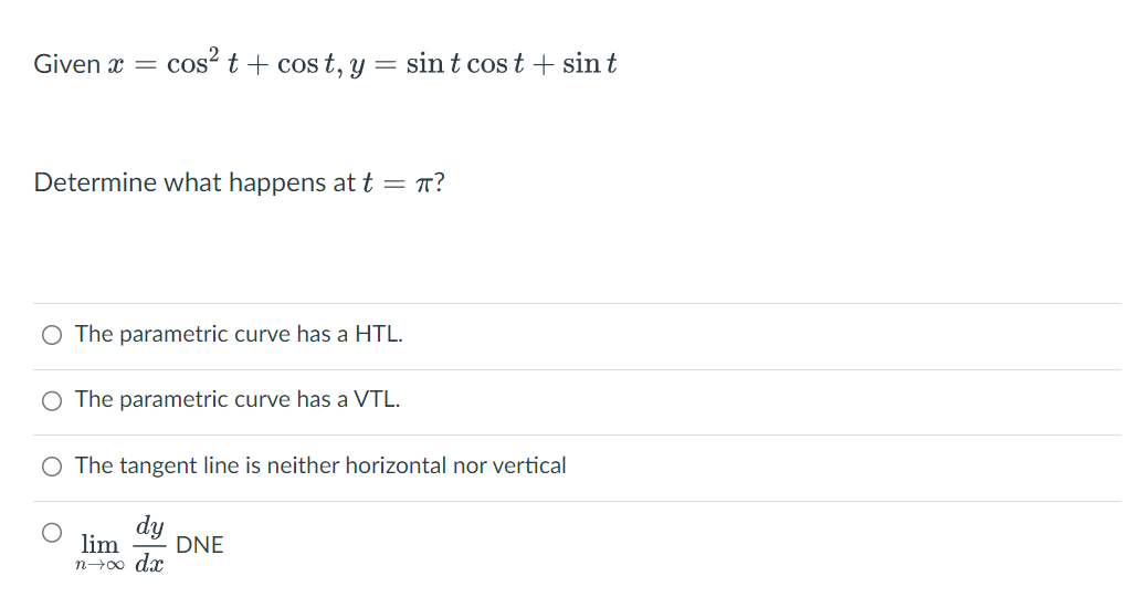 Solved Given x=cos2t+cost,y=sintcost+sintDetermine what | Chegg.com