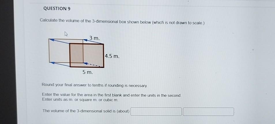 Solved Calculate the volume of the 3-dimensional box shown | Chegg.com