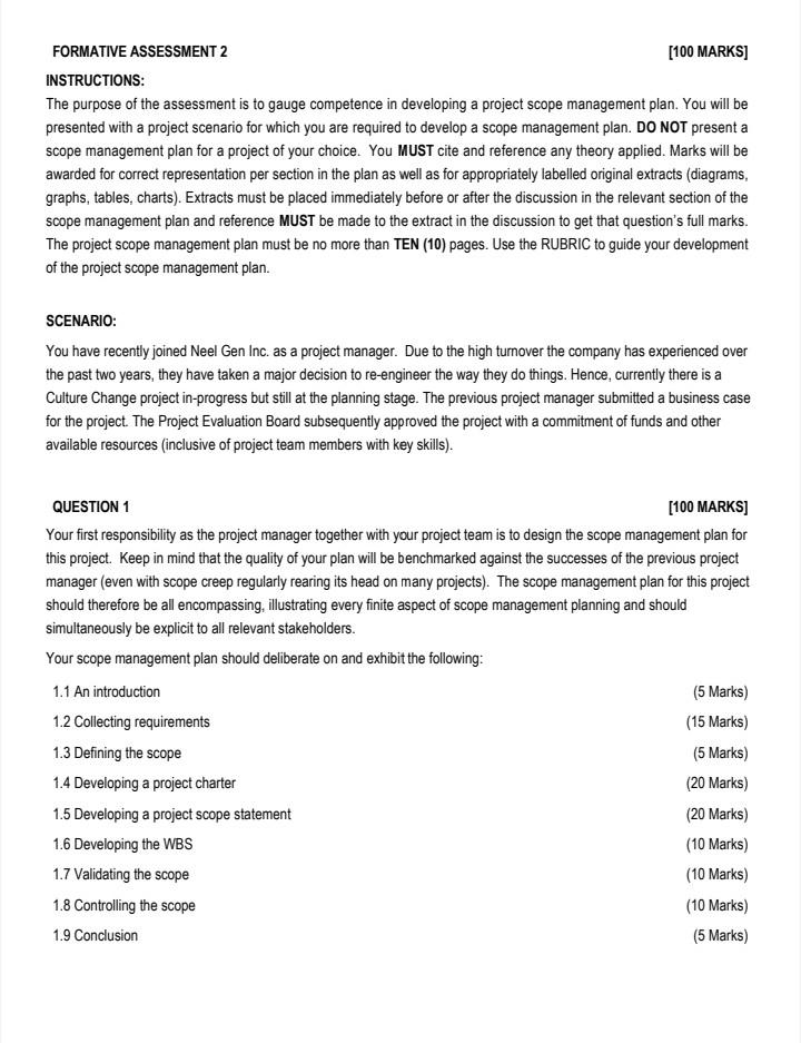 Solved FORMATIVE ASSESSMENT 2 [100 MARKS] INSTRUCTIONS: The | Chegg.com