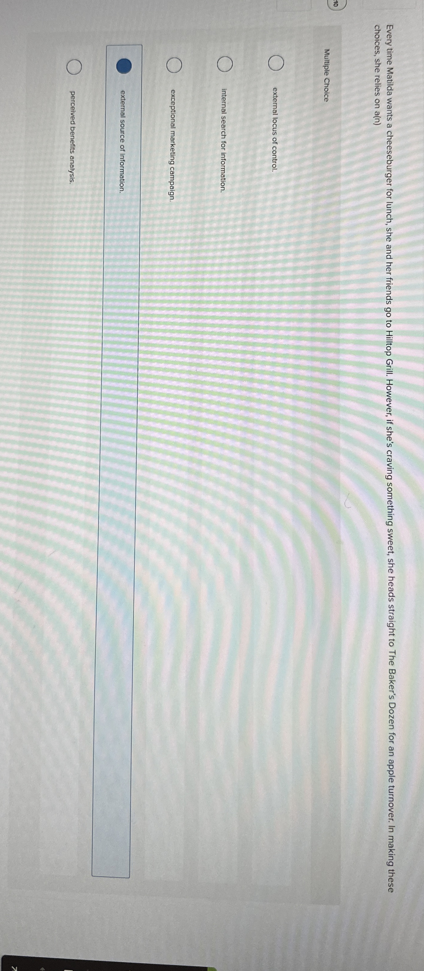 Solved choices, she relies on a(n)Multiple Choiceexternal | Chegg.com