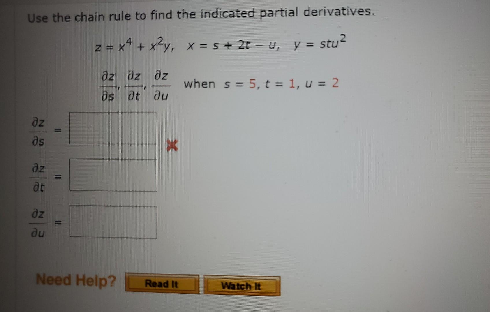 Solved Use the chain rule to find the indicated partial | Chegg.com