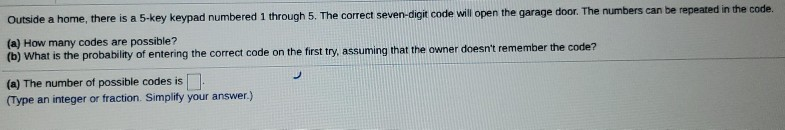 Solved Outside a home, there is a 5-key keypad numbered 1 | Chegg.com