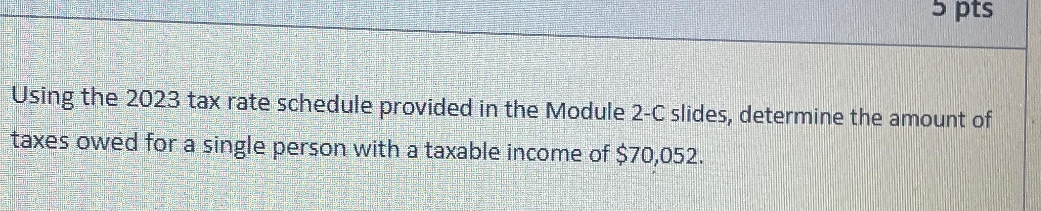 Using the 2023 ﻿tax rate schedule provided in the | Chegg.com