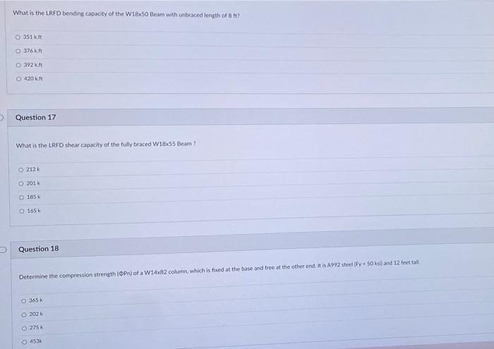 Solved What is the LRFD bending capacity of the W16X50 Beam | Chegg.com