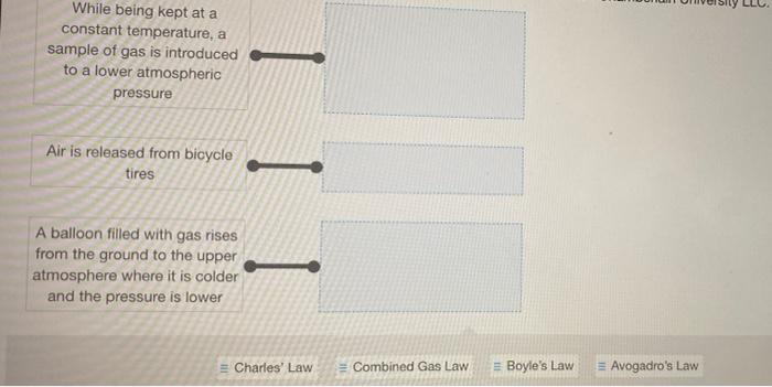 Solved Match the gas law to the best description: At a | Chegg.com