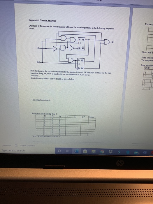 Sequential Circuit Analysis Question 9 Determine the | Chegg.com