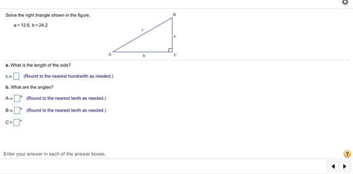 Solved Solve the right triangle shown in the figure. a = | Chegg.com