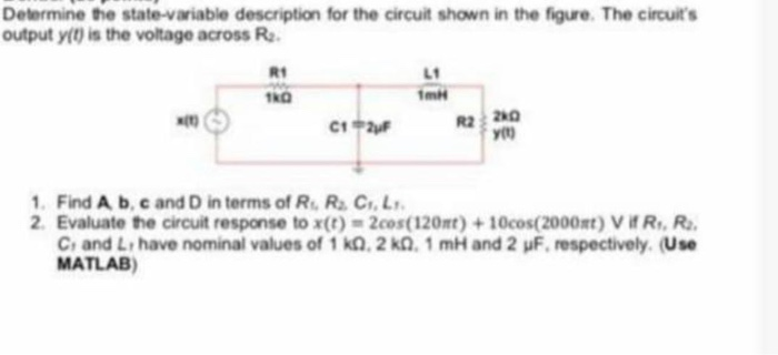 Solved Determine the state variable description for the | Chegg.com
