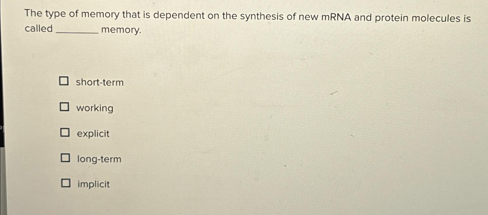 Solved The type of memory that is dependent on the synthesis | Chegg.com