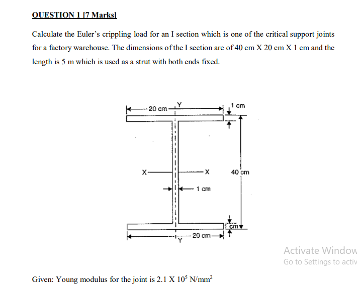 Solved QUESTION 1 [7 Marks/ Calculate the Euler's crippling | Chegg.com