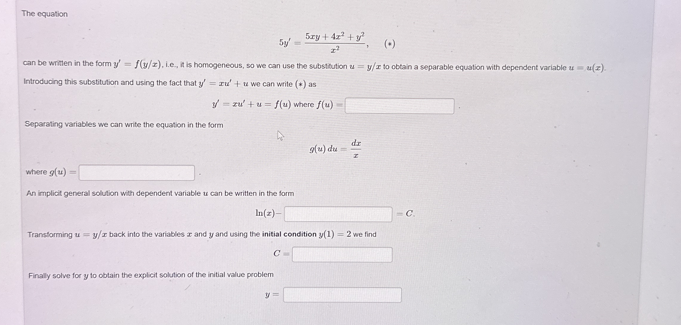 Solved The equation5y'=5xy+4x2+y2x2can be written in the | Chegg.com