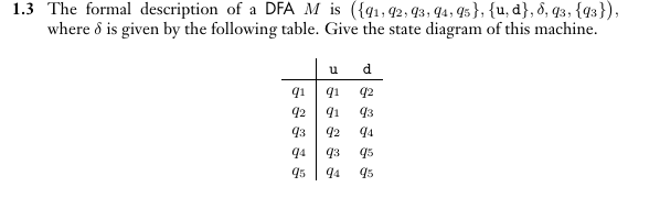 Consider the DFA in ﻿the Exercise 1.3 on ﻿page 83 | Chegg.com