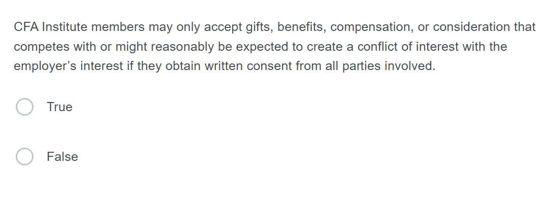 Solved CFA Institute members may only accept gifts, | Chegg.com