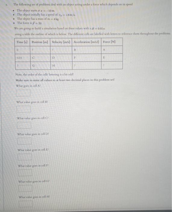 Solved The following set of problems deal with an object | Chegg.com