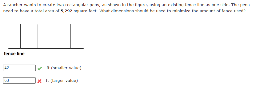 Solved A rancher wants to create two rectangular pens, as | Chegg.com