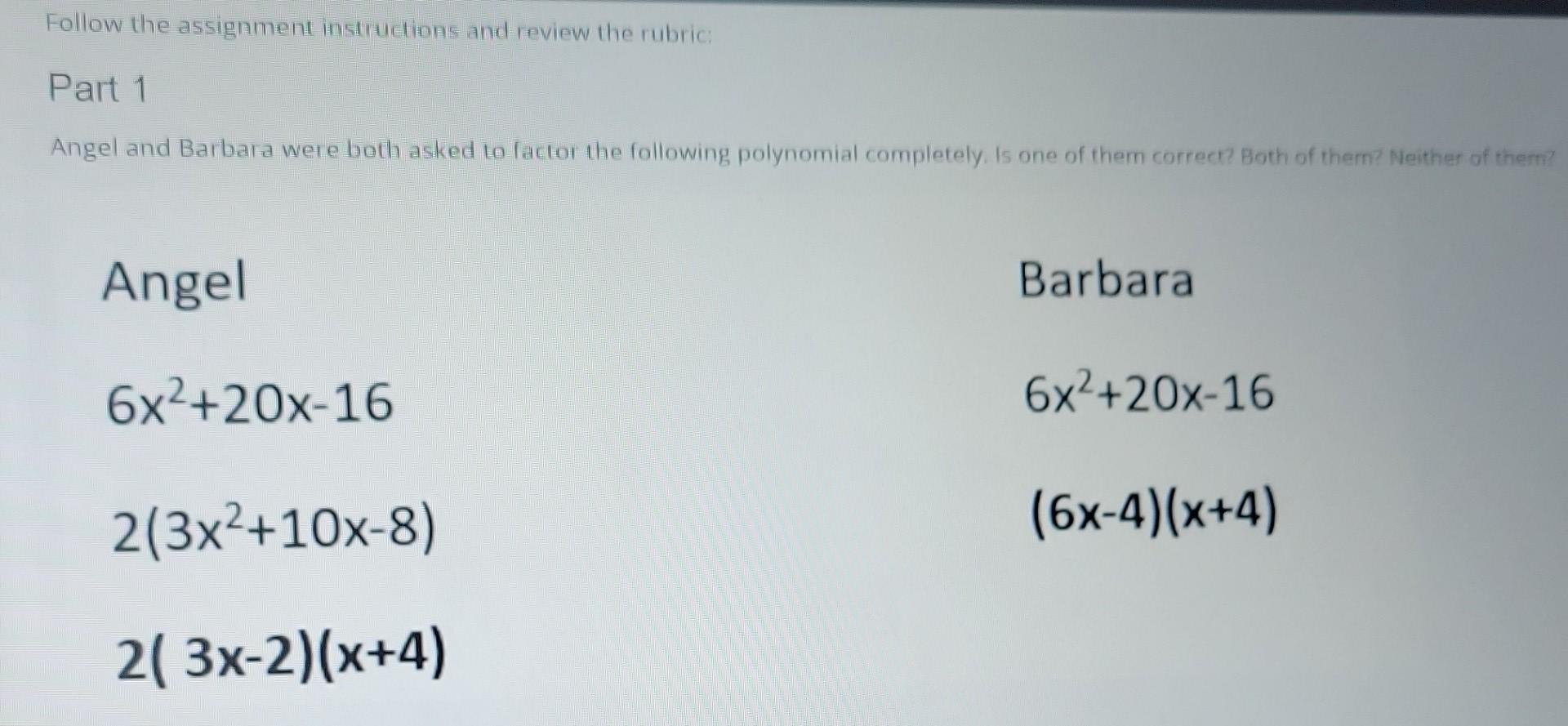 Solved Follow the assignment instructions and review the | Chegg.com
