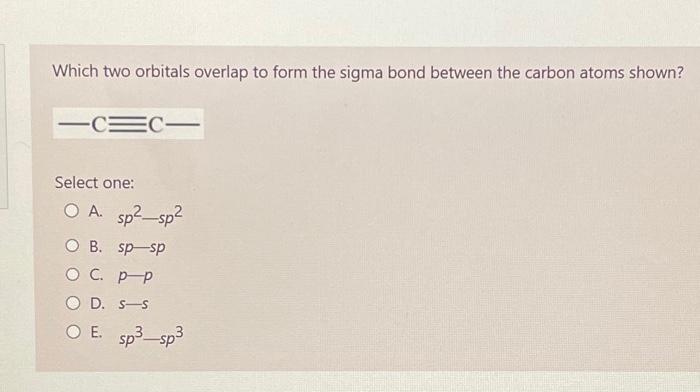 Solved Which Two Orbitals Overlap To Form The Sigma Bond