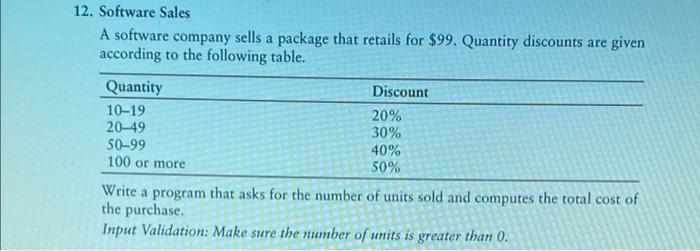 Solved Programming Challenge 4-12: Software Sales Show the | Chegg.com