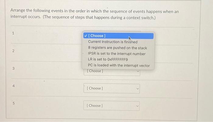 Solved Arrange the following events in the order in which | Chegg.com