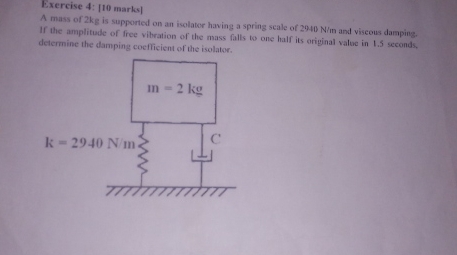 Solved Exercise 4: [10 ﻿marks]Amastef2hg is supported on an | Chegg.com